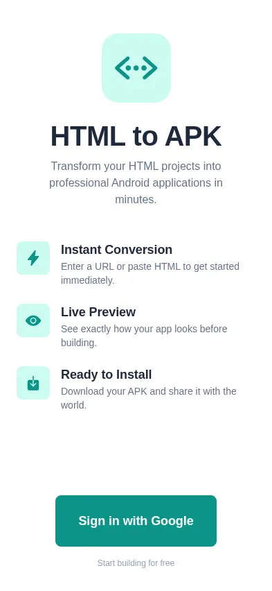 HTML to APK Converter