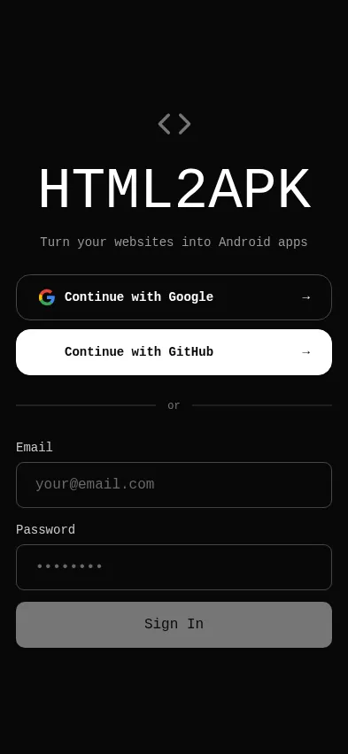 HTML2APK Converter