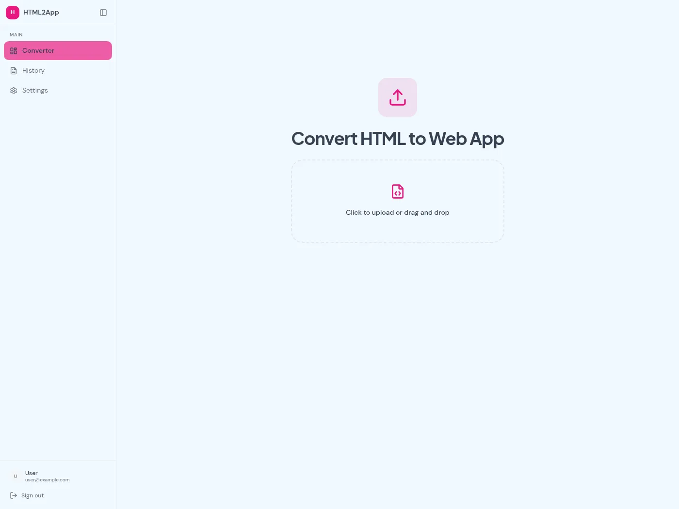 HTML File App Converter