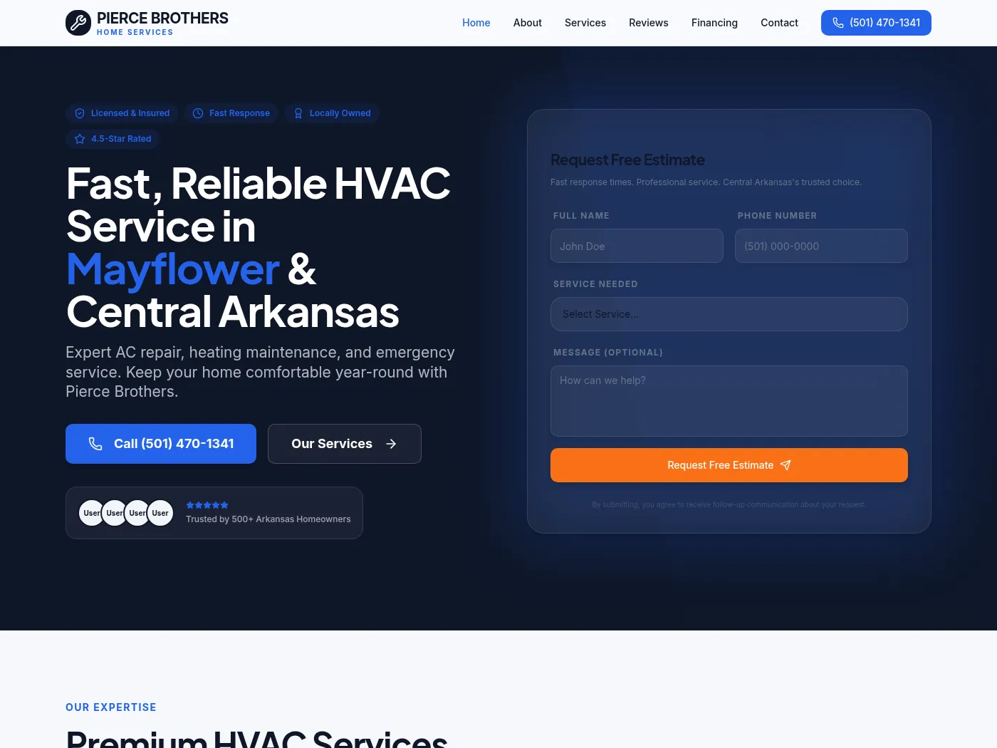Pierce Brothers HVAC Site