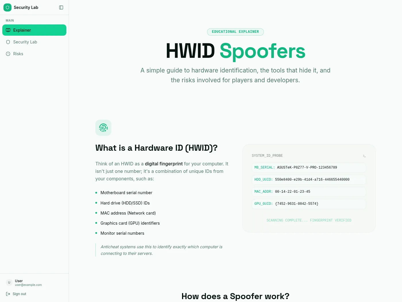 HWID Spoofer Explainer