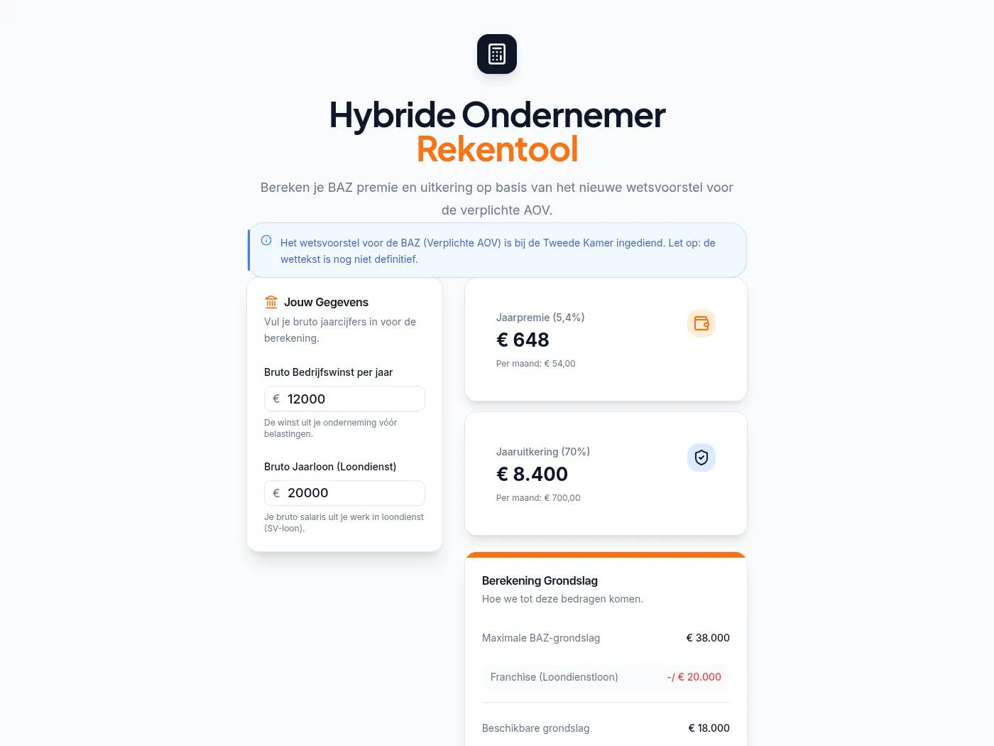 Hybride Ondernemer Rekentool