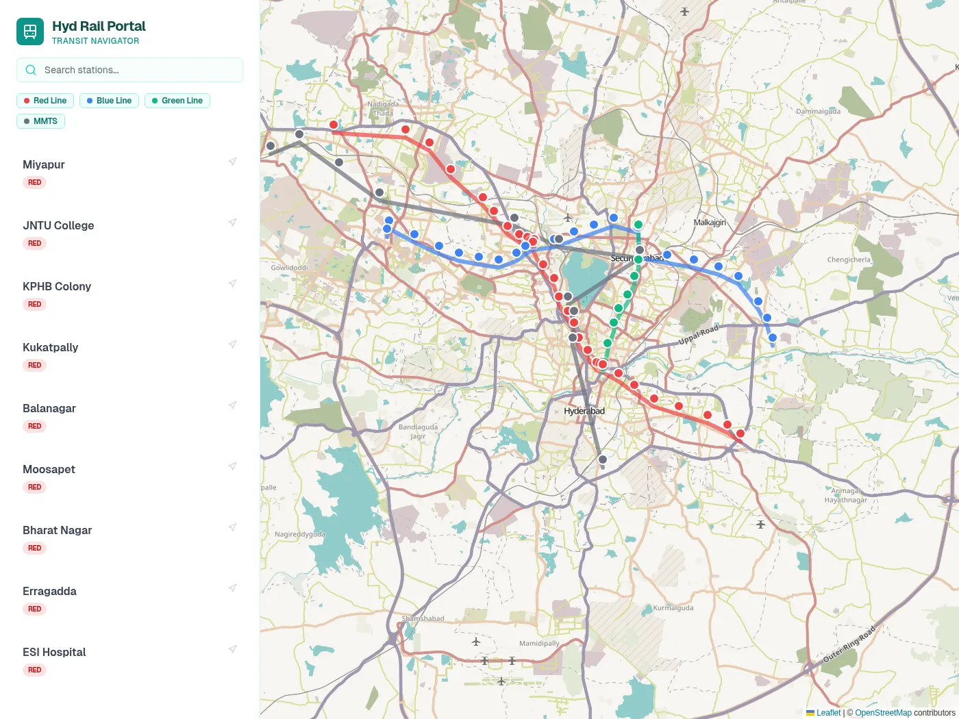 Hyderabad Railway Map Portal
