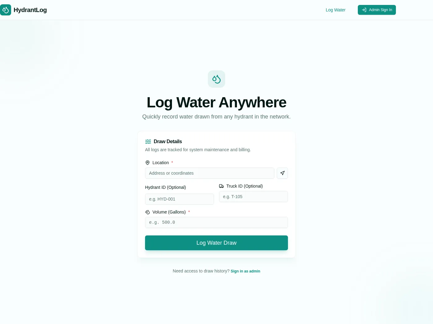 Hydrant Water Logger