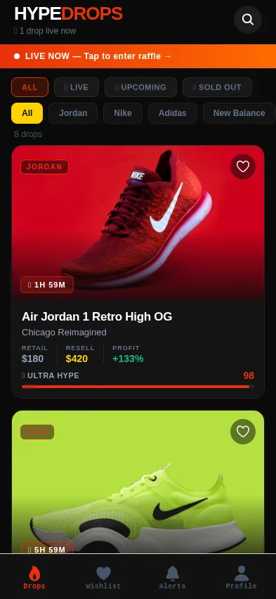 HypeDrops Sneaker Drops