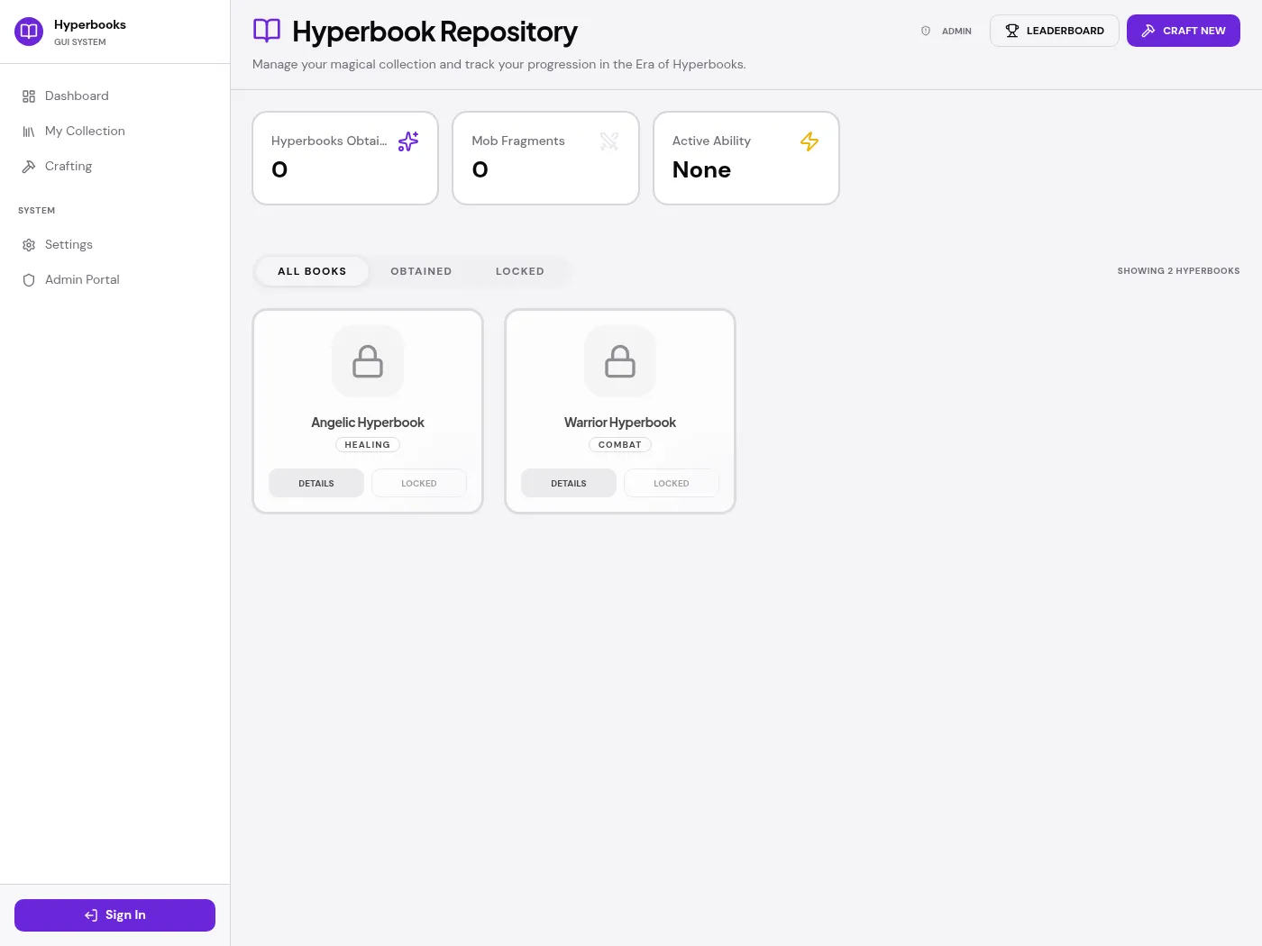 Hyperbooks GUI System