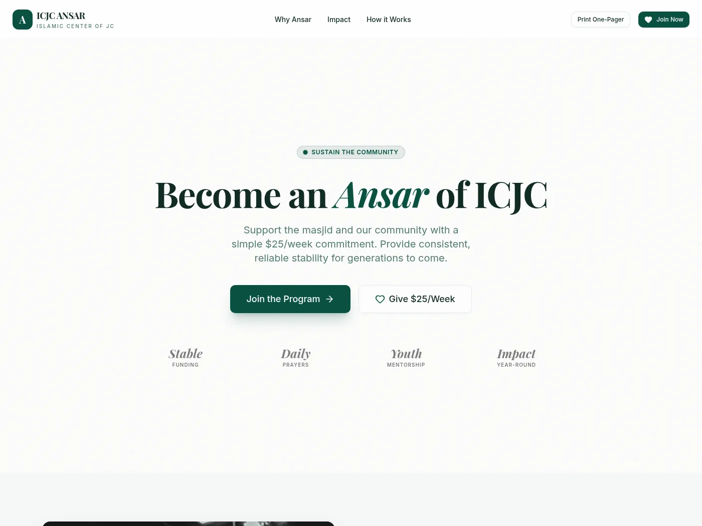 ICJC Ansar Program Page