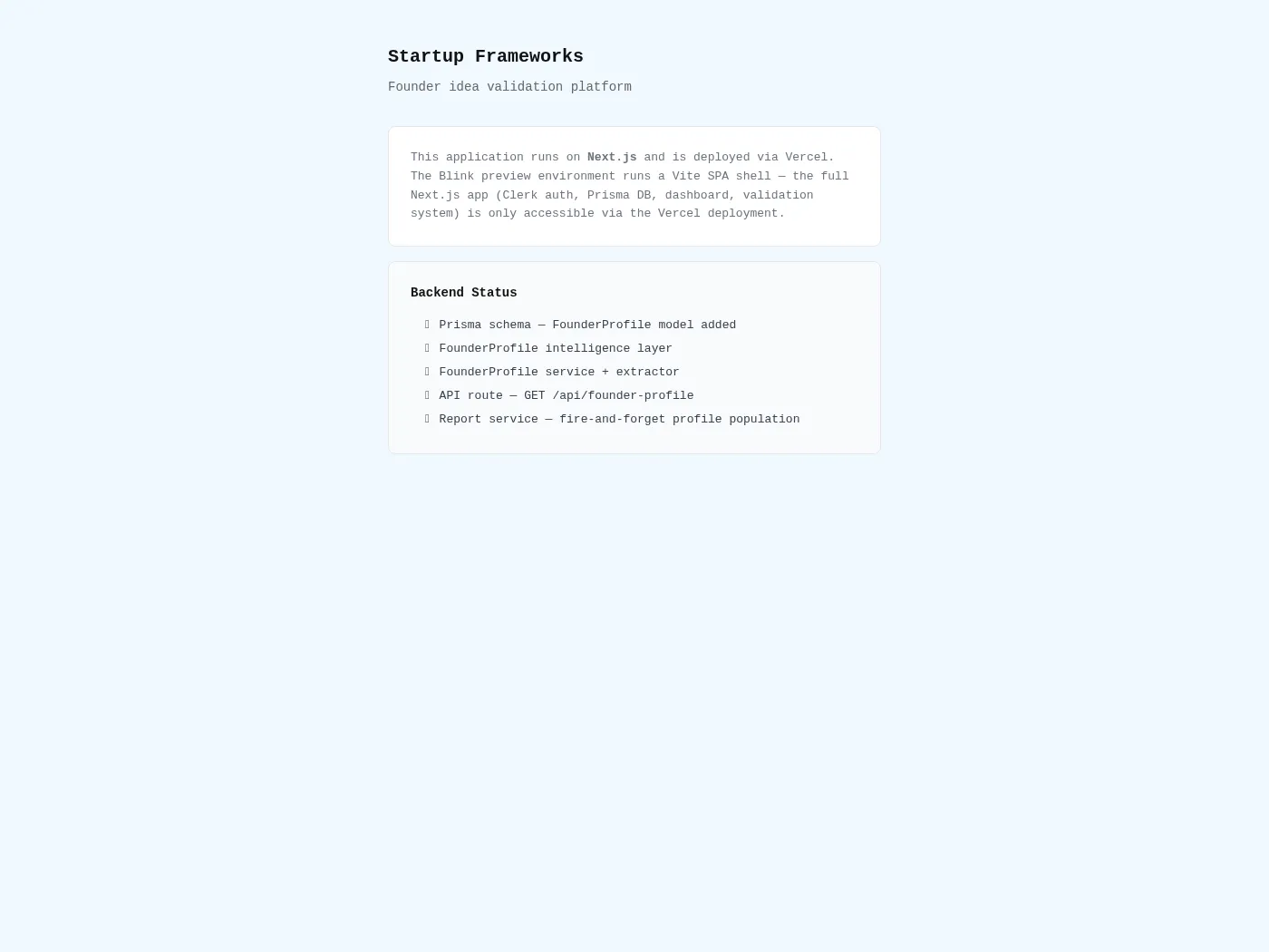 Startup Frameworks