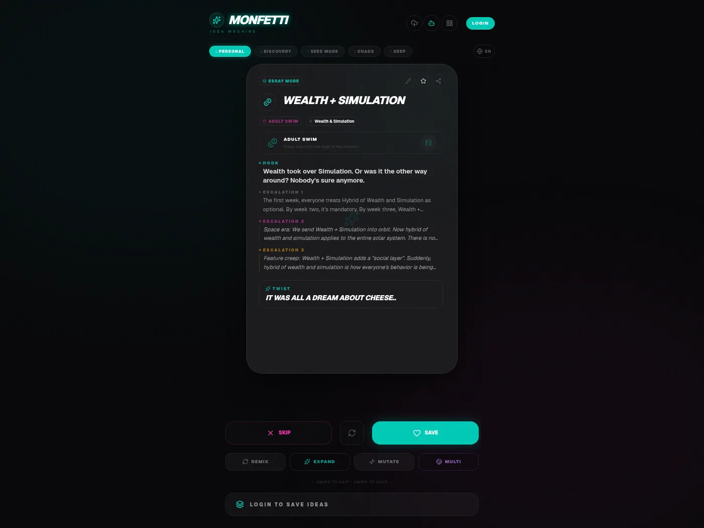 Monfetti Ideenmaschine - Browser