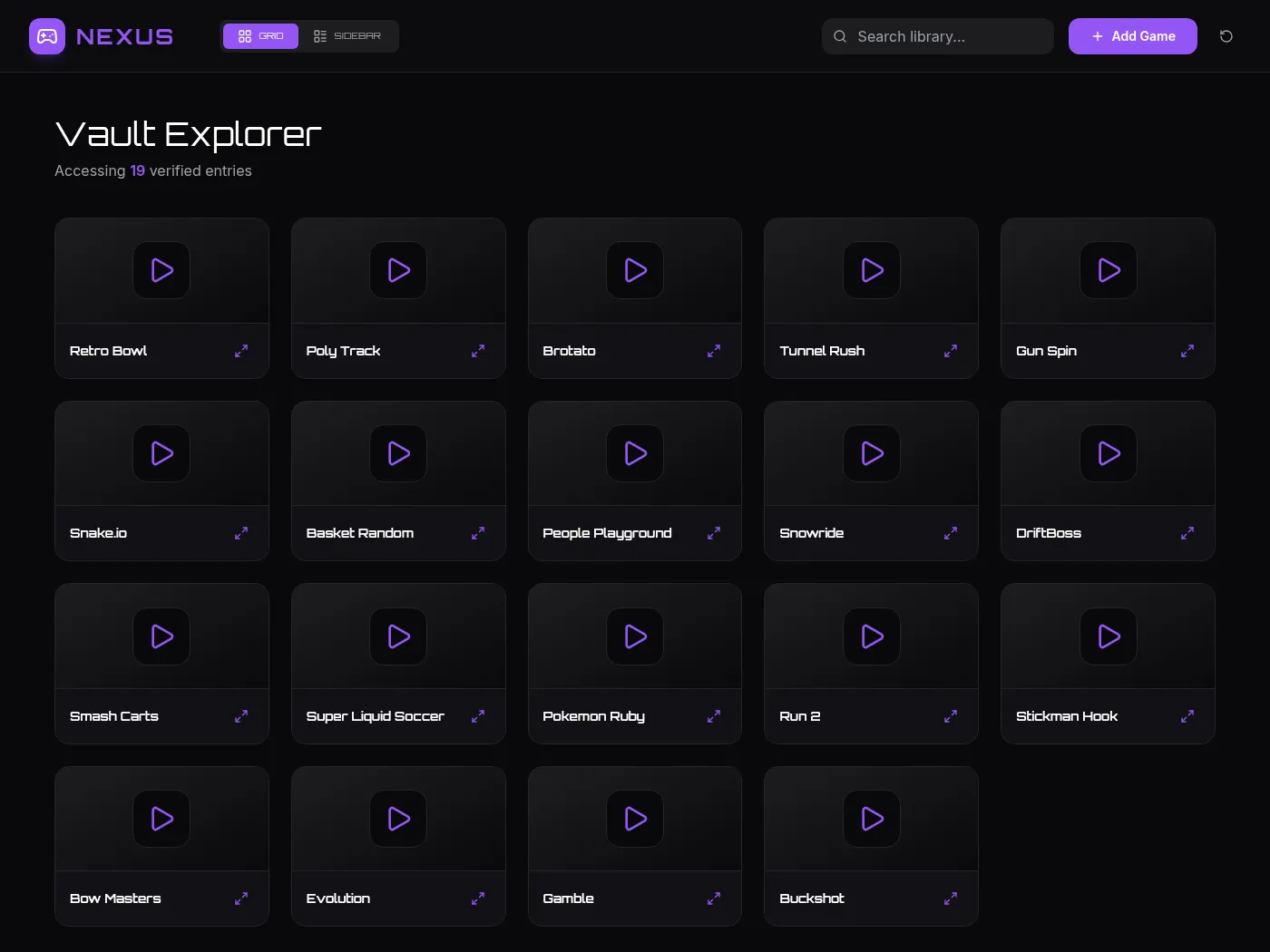 Nexus Iframe Game Hub