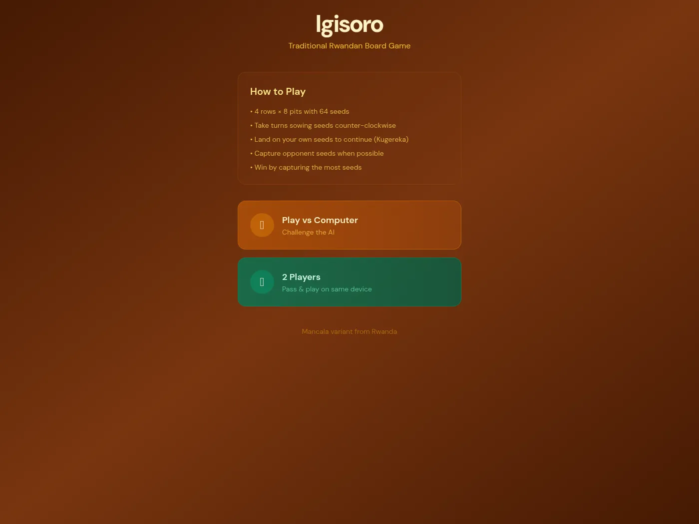 Igisoro Game Clone