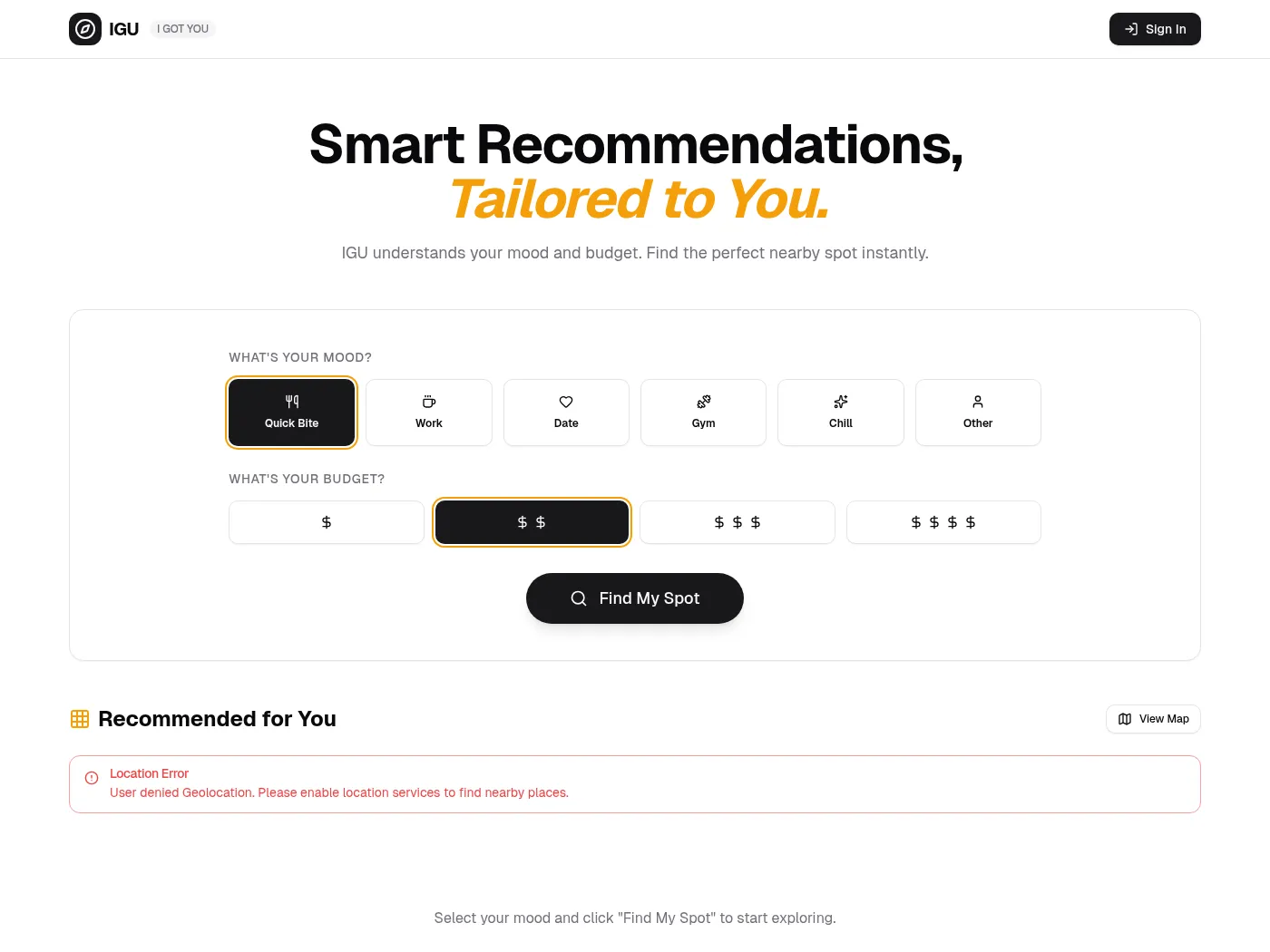 IGU Smart Recommender