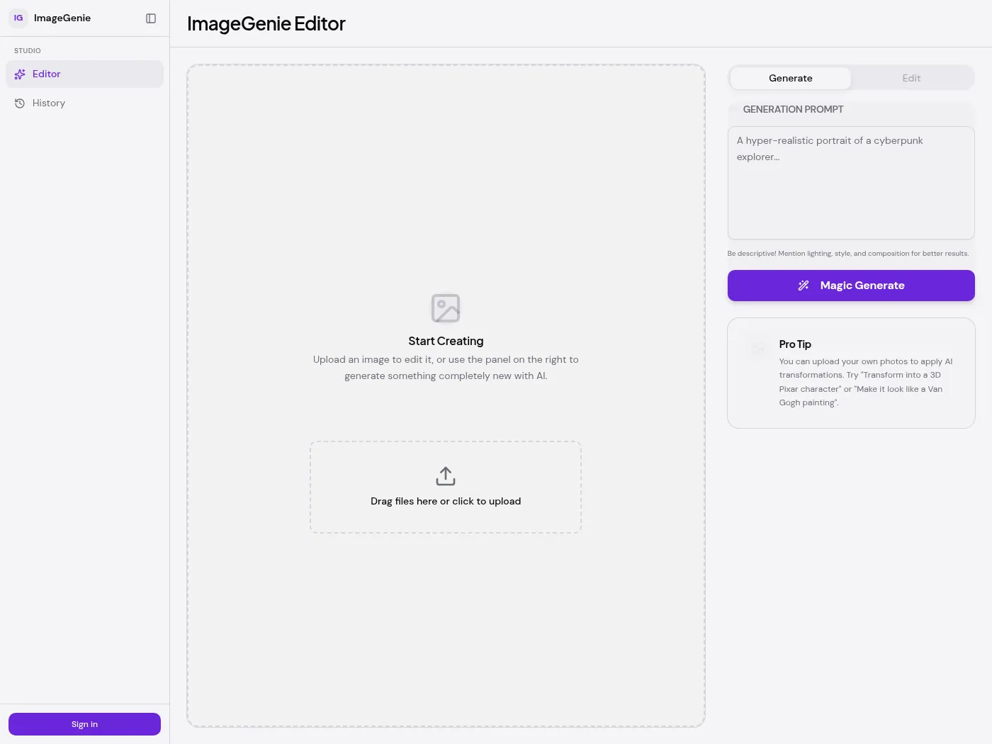 ImageGenie Editor
