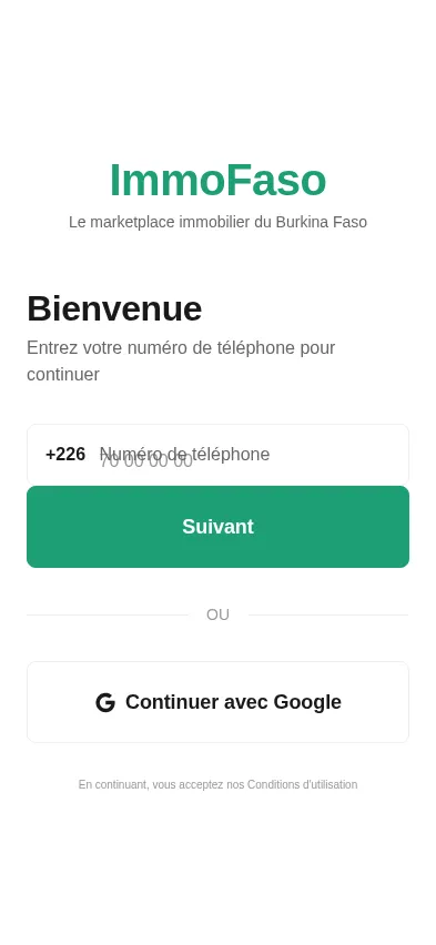 ImmoFaso Mobile Marketplace