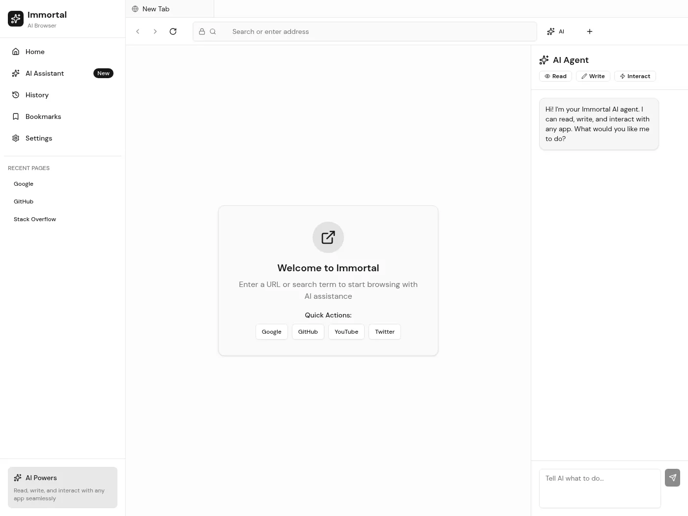 Immortal AI Browser