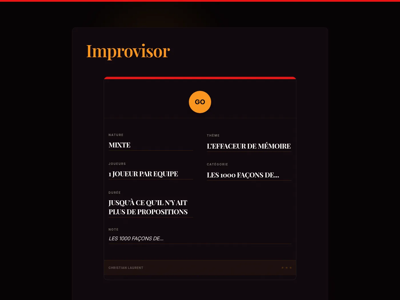 Impro Match Generator