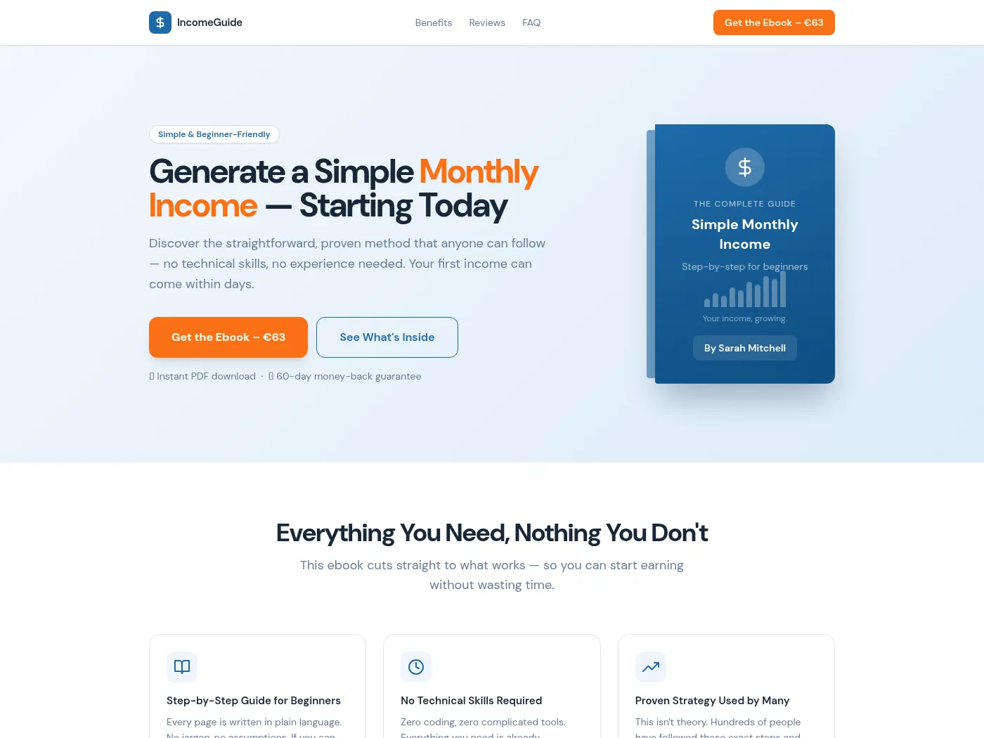 Income Ebook Landing Page