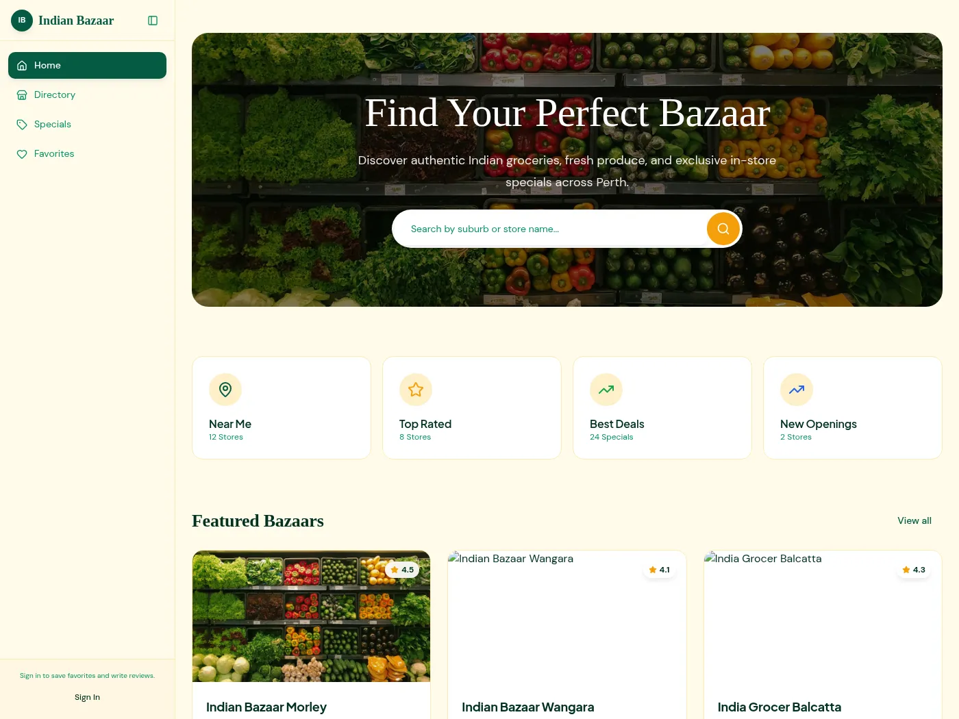 Indian Bazaar Finder