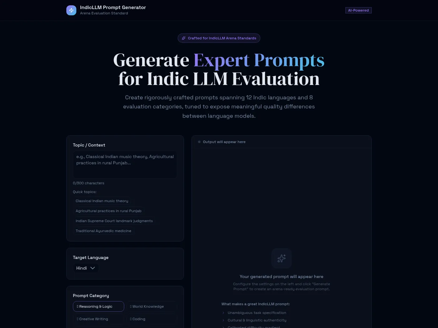IndicLLM Prompt Generator