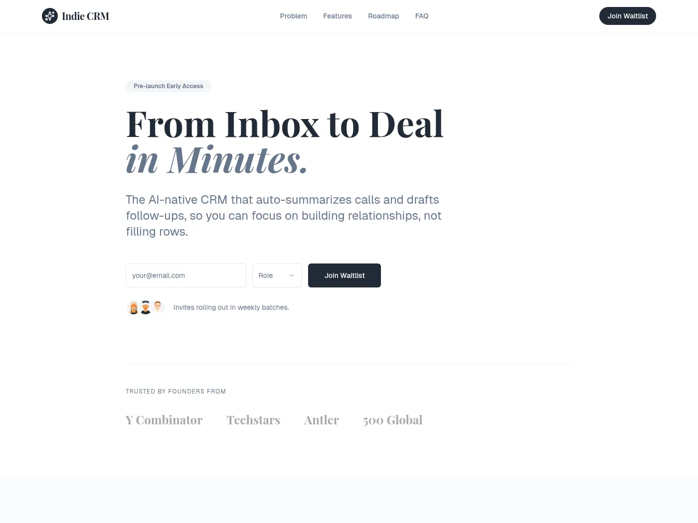Indie AI CRM Waitlist