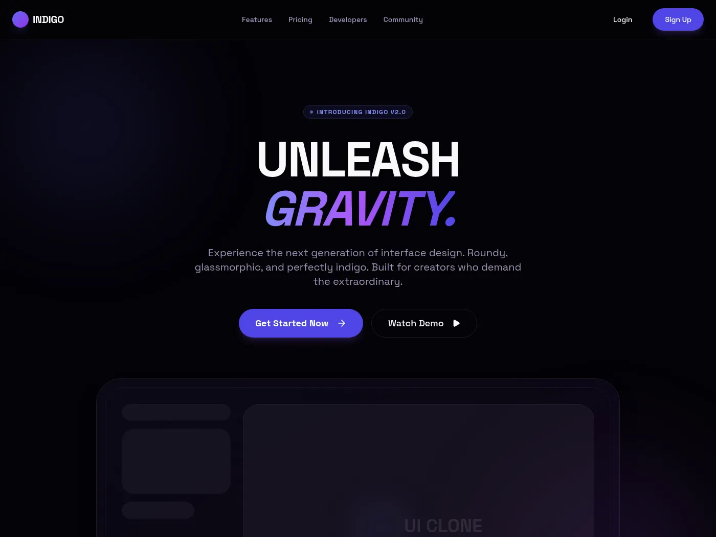 Indigo Gravity UI