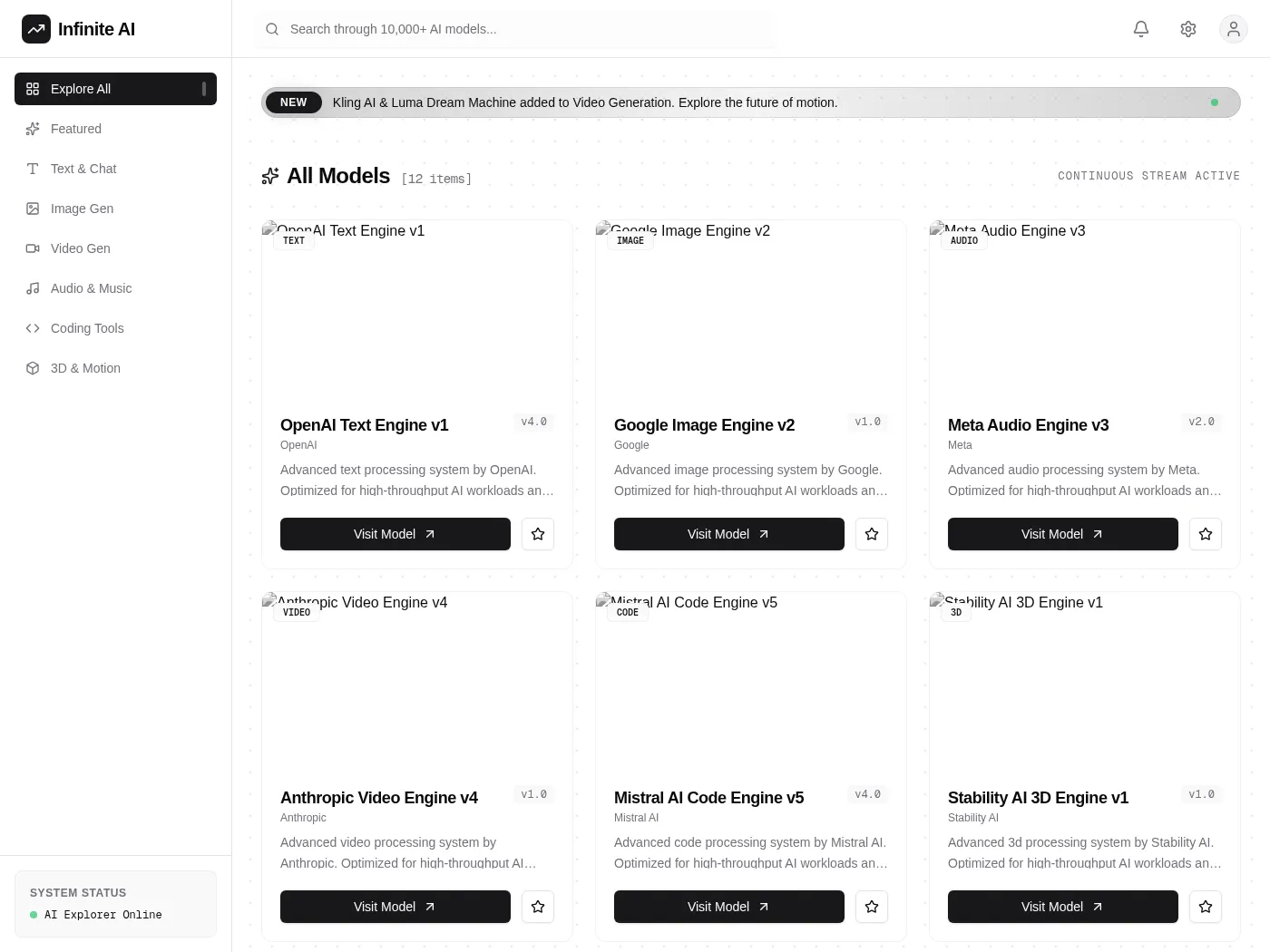 Infinite AI Model Explorer