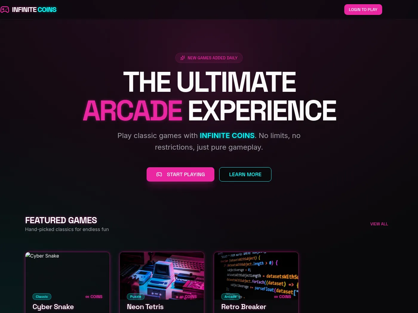 Infinite Coins Arcade