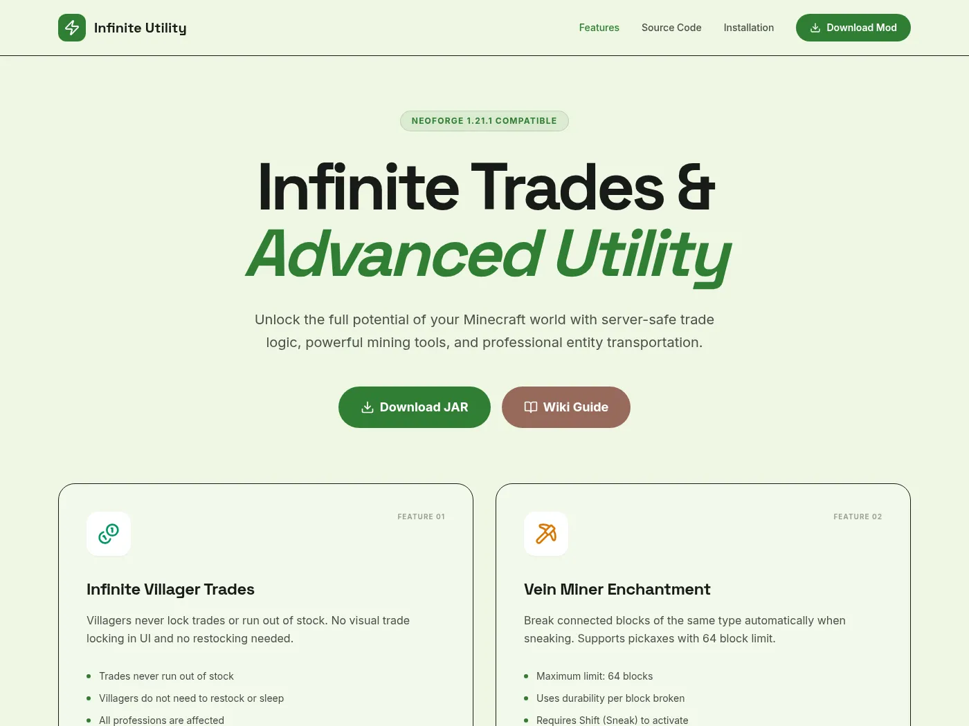 Infinite Trades Utility Mod