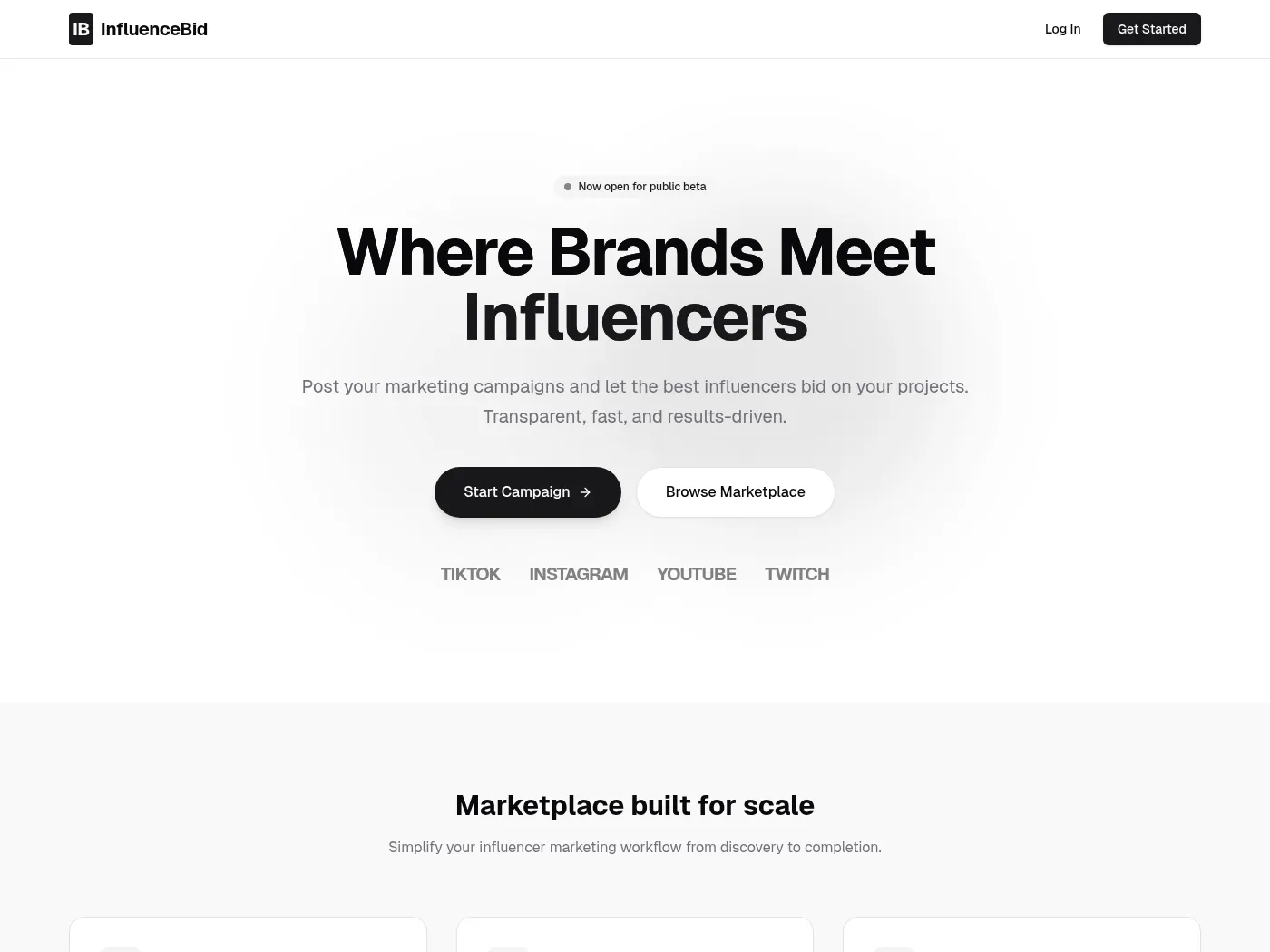 InfluenceBid Marketplace