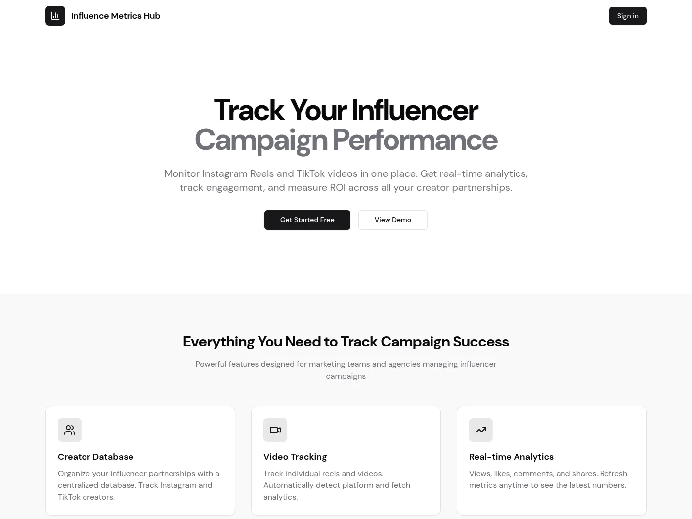 Influence Metrics Hub