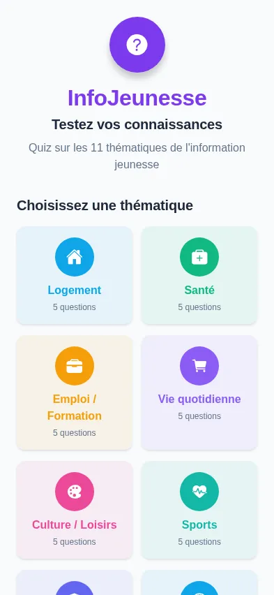 InfoJeunesse Quiz App