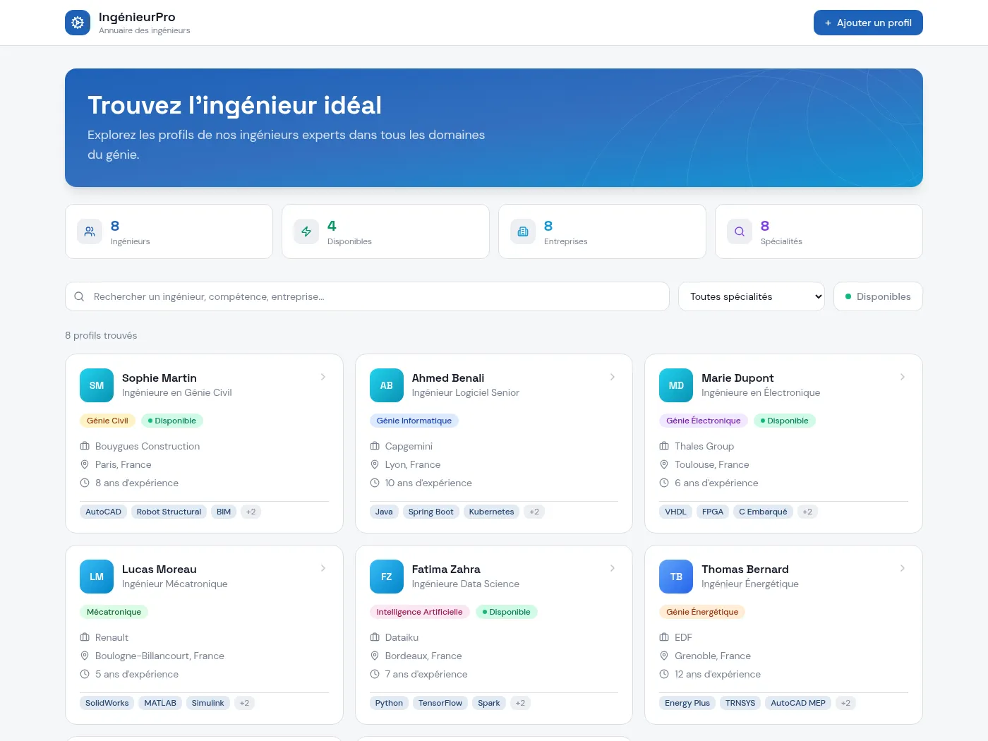 Ingénieur Profile Finder