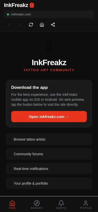 InkFreakz Mobile Portal