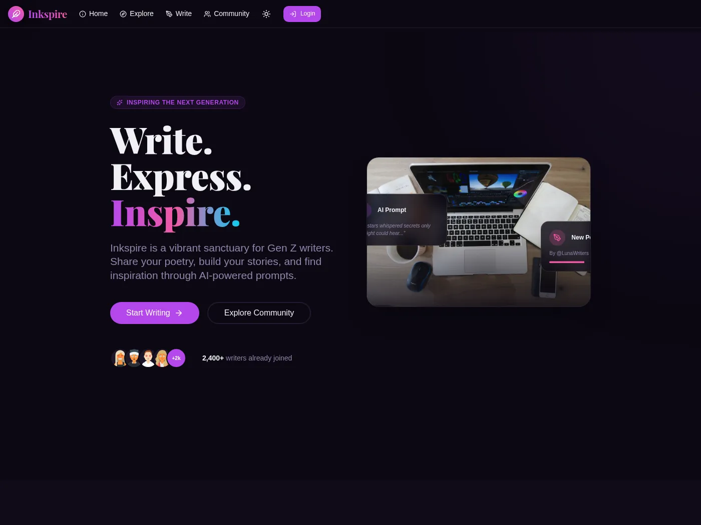 Inkspire Writers Platform