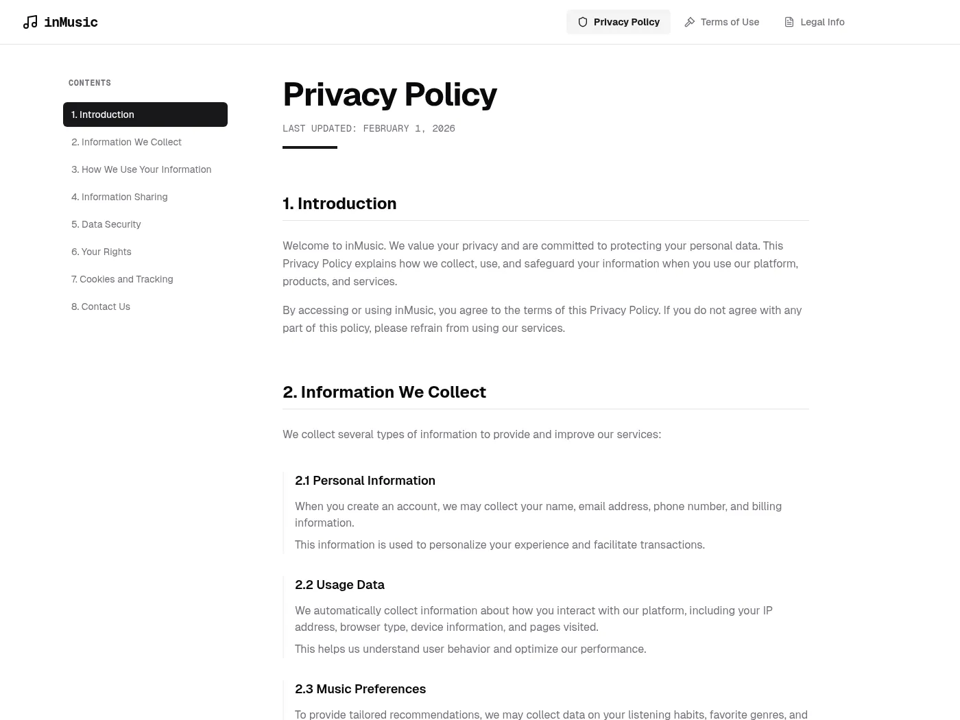 inMusic Privacy Policy