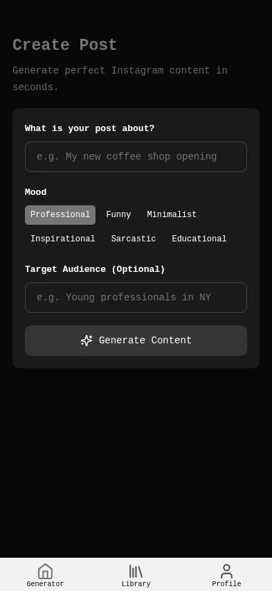InstaContent Generator