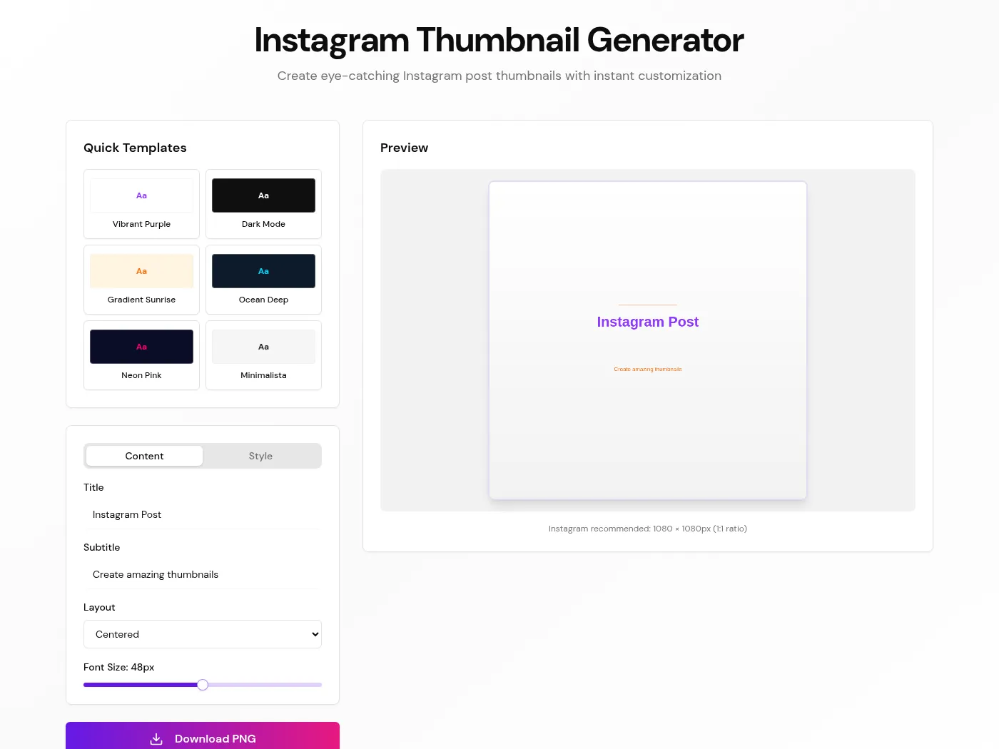 InstaThumb Generator