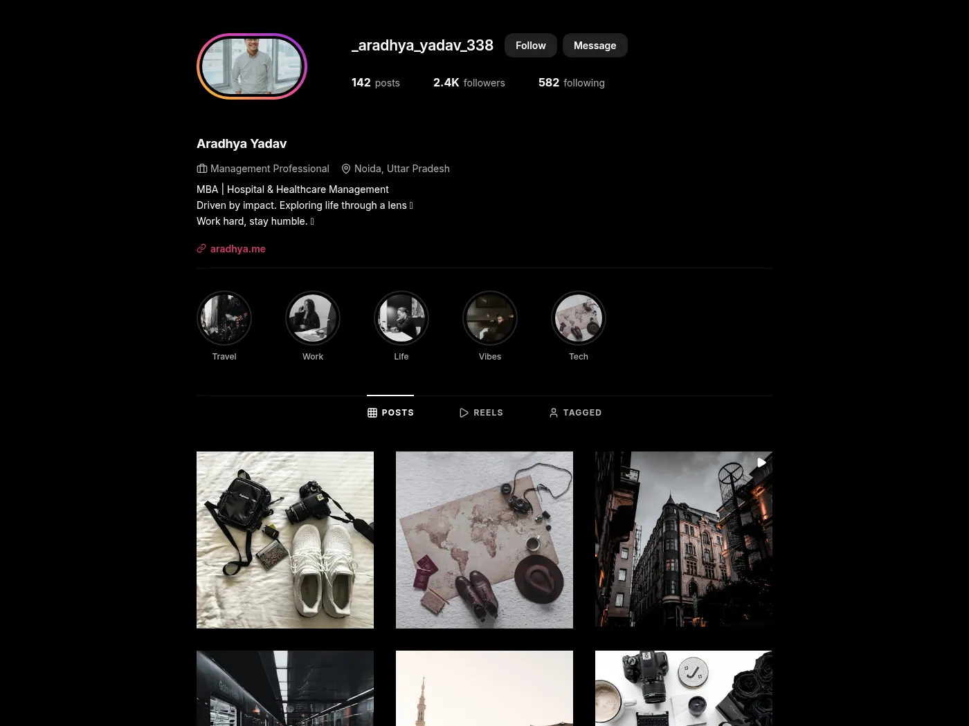 InstaBio Portfolio Page