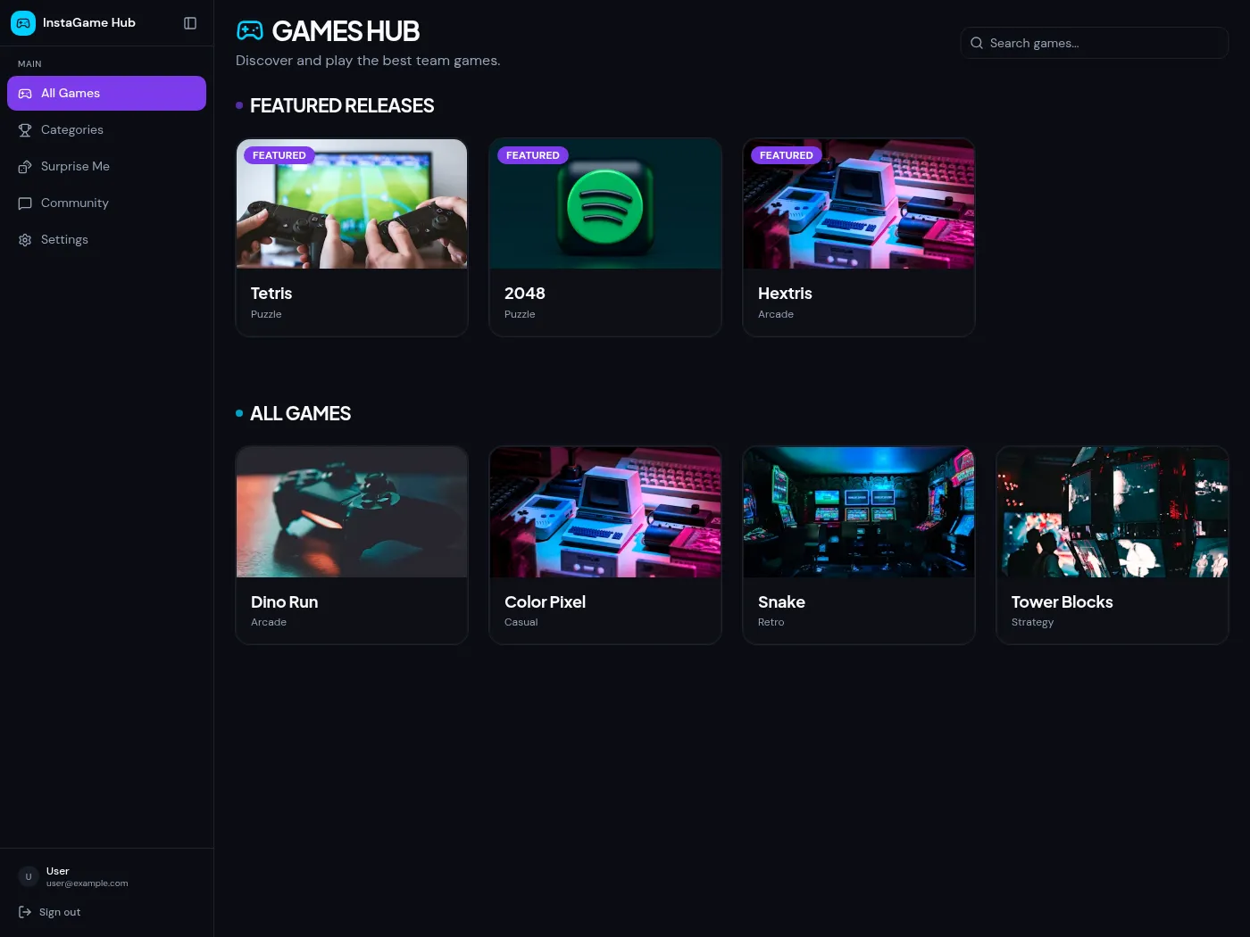 InstaGame Hub