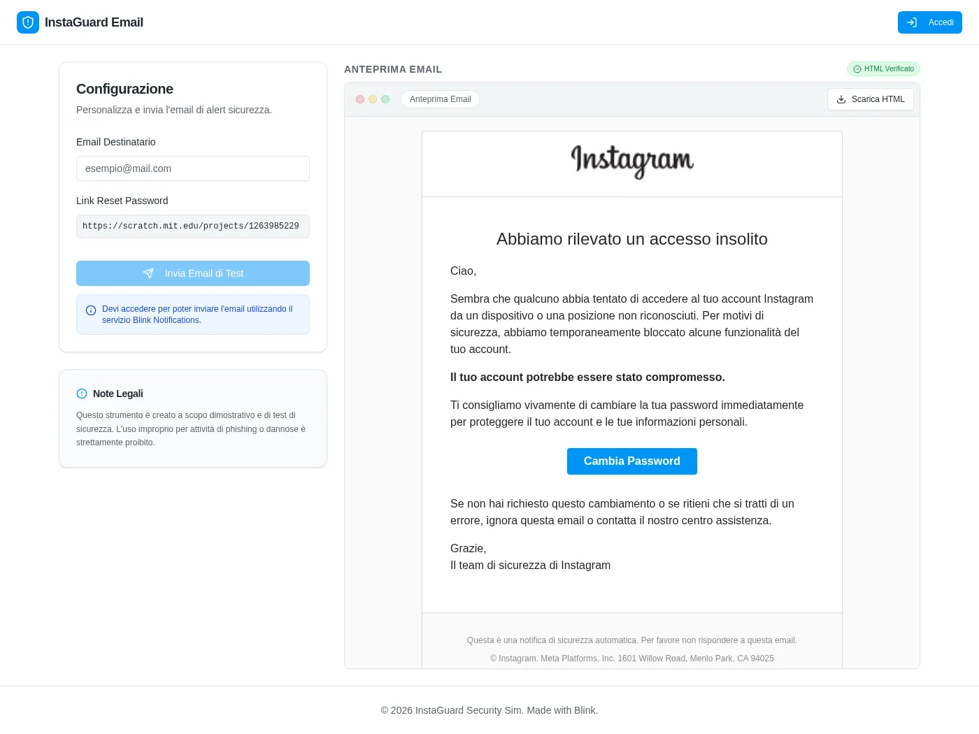 Instagram Security Alert Email
