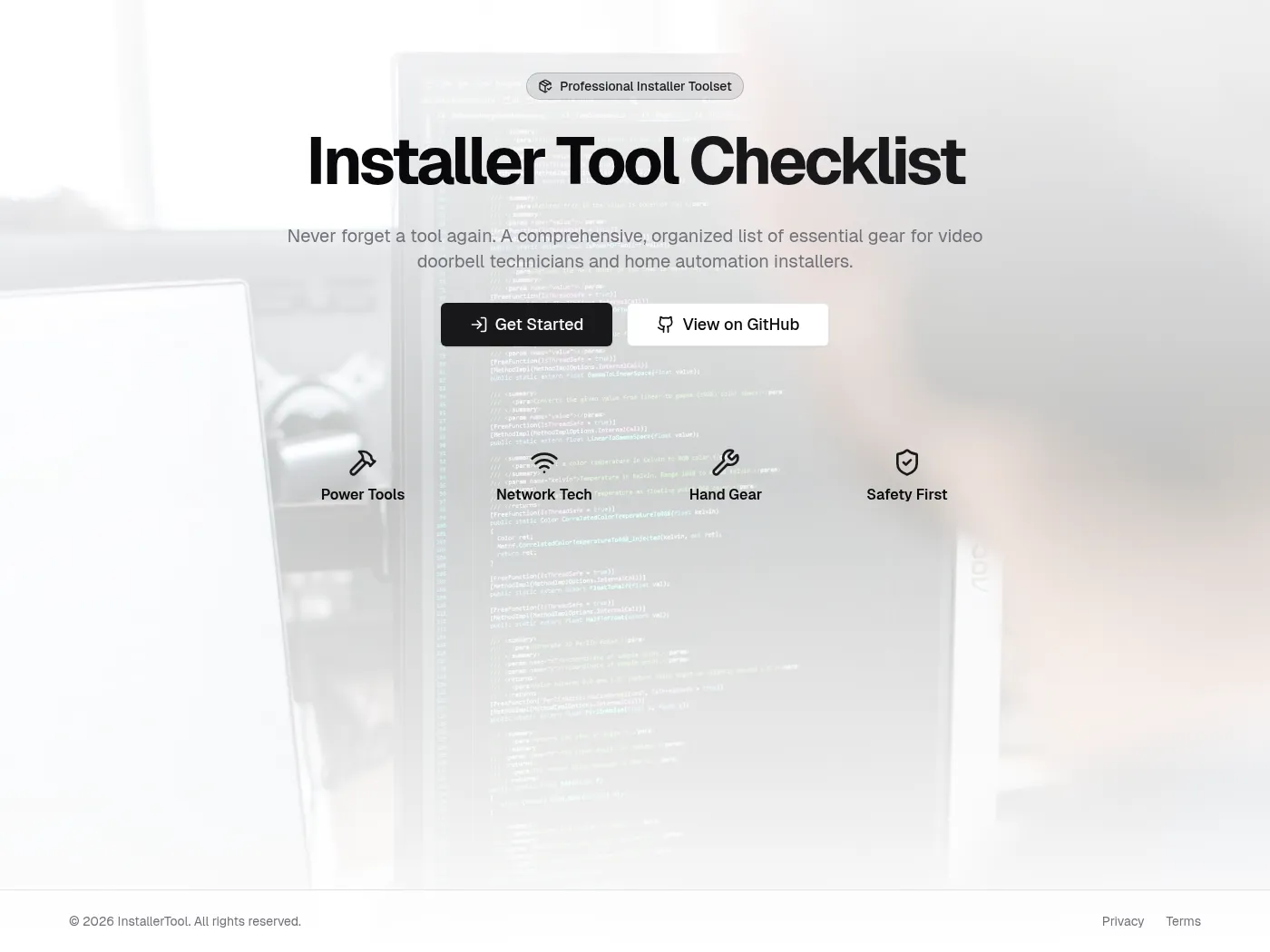 Installer Tool Checklist