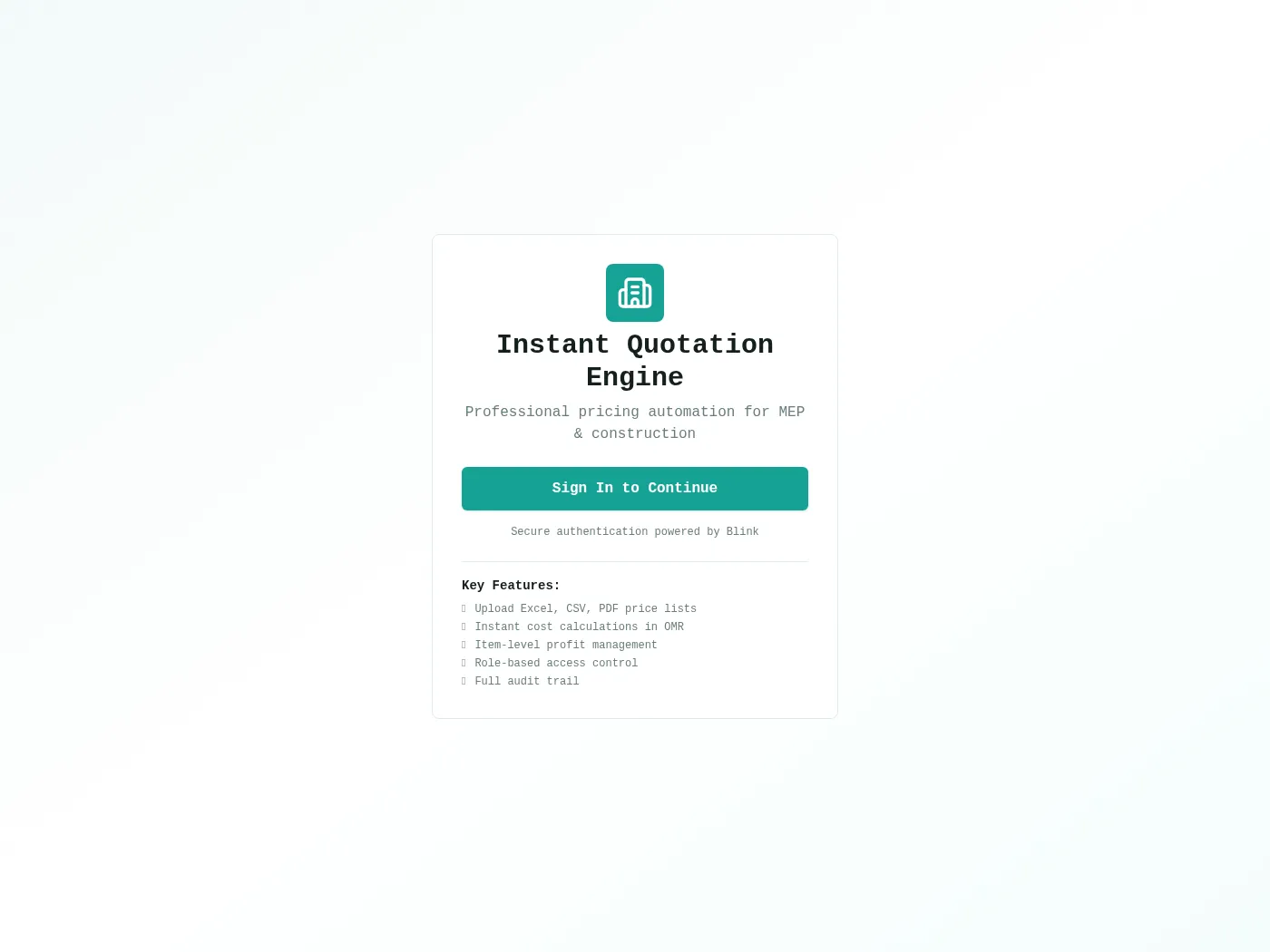 Instant Quotation Engine