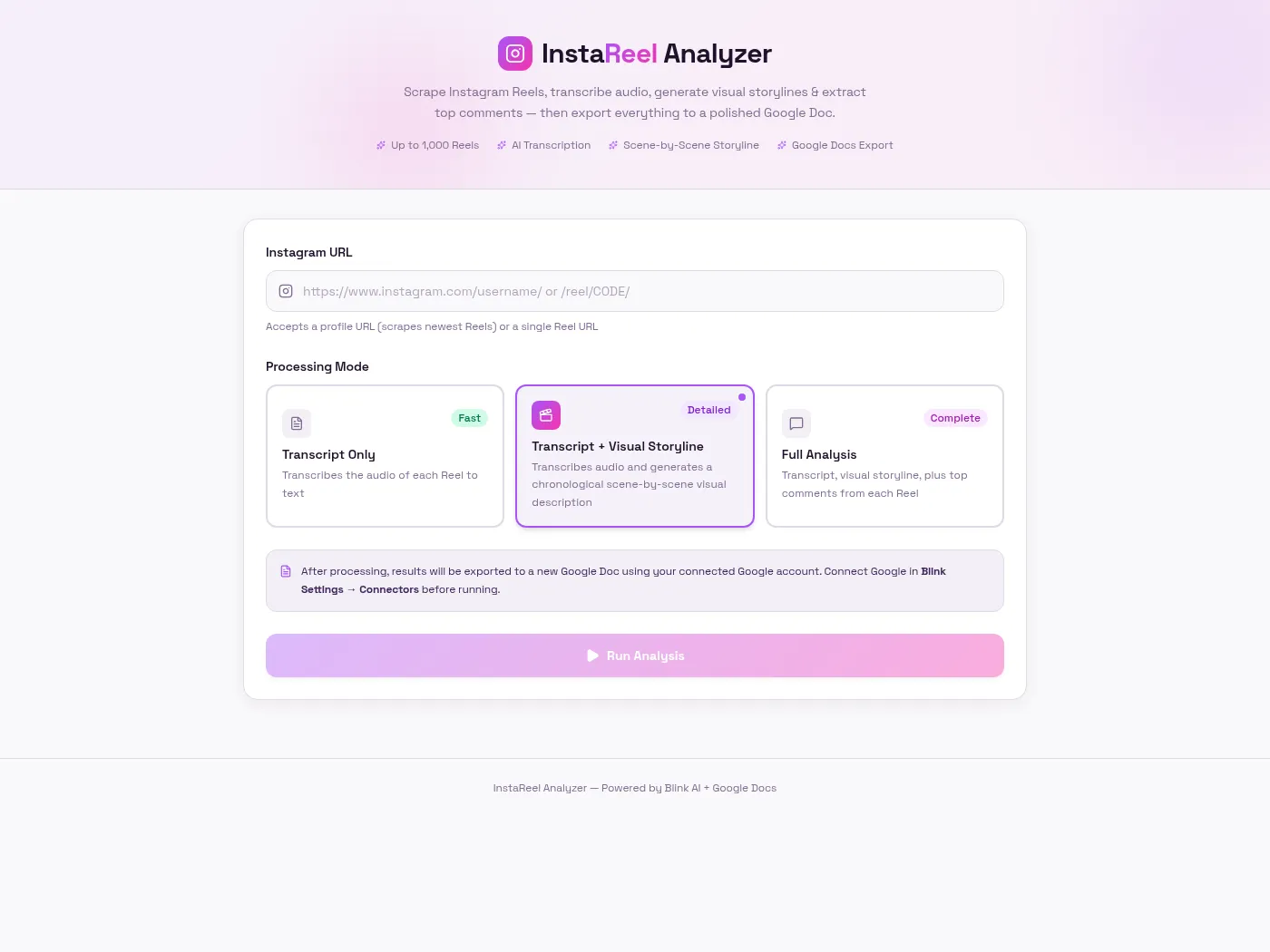 InstaReel Analyzer