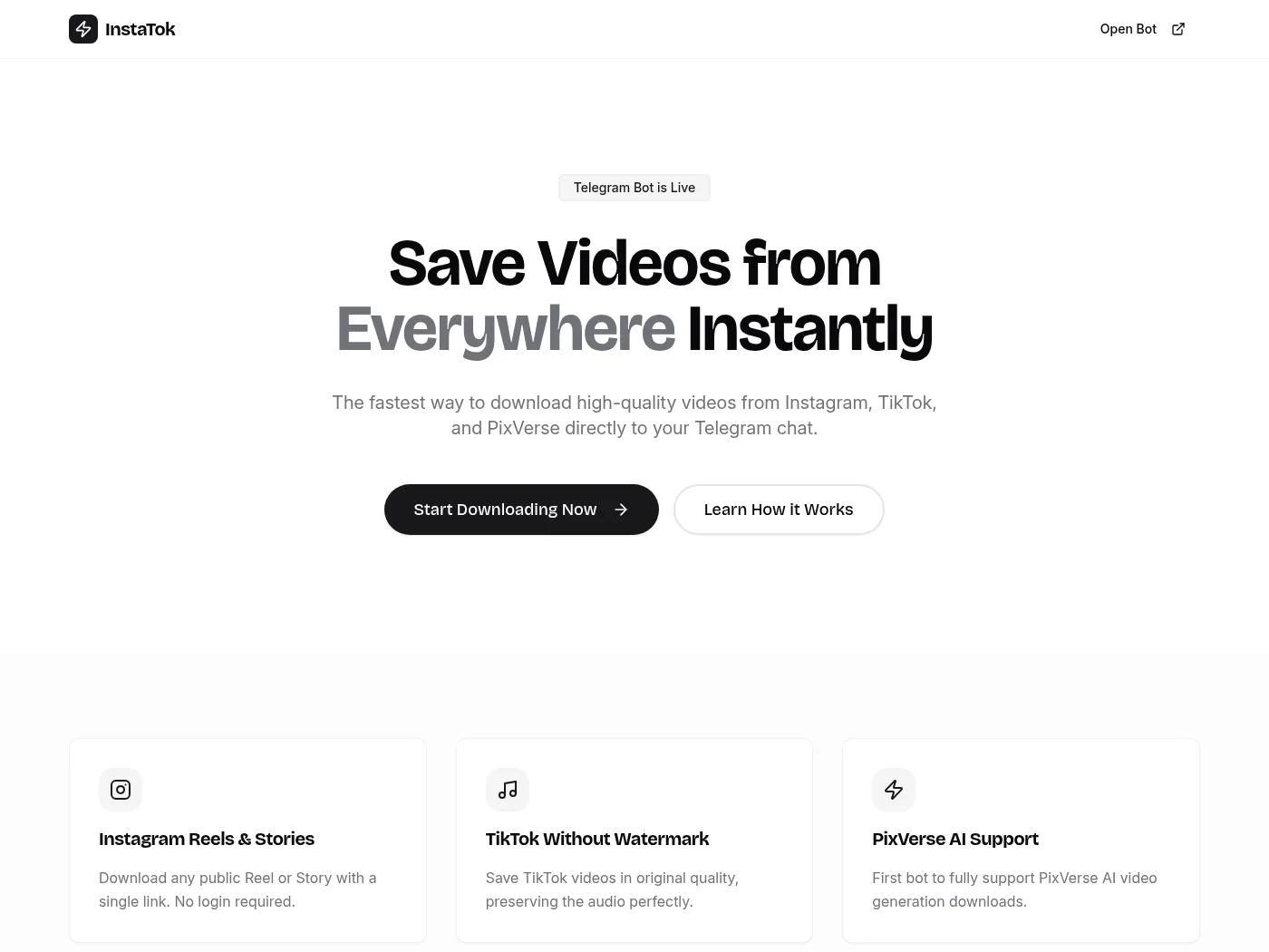 InstaTok Video Bot