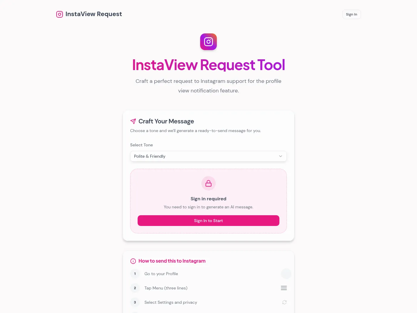 InstaView Request Message