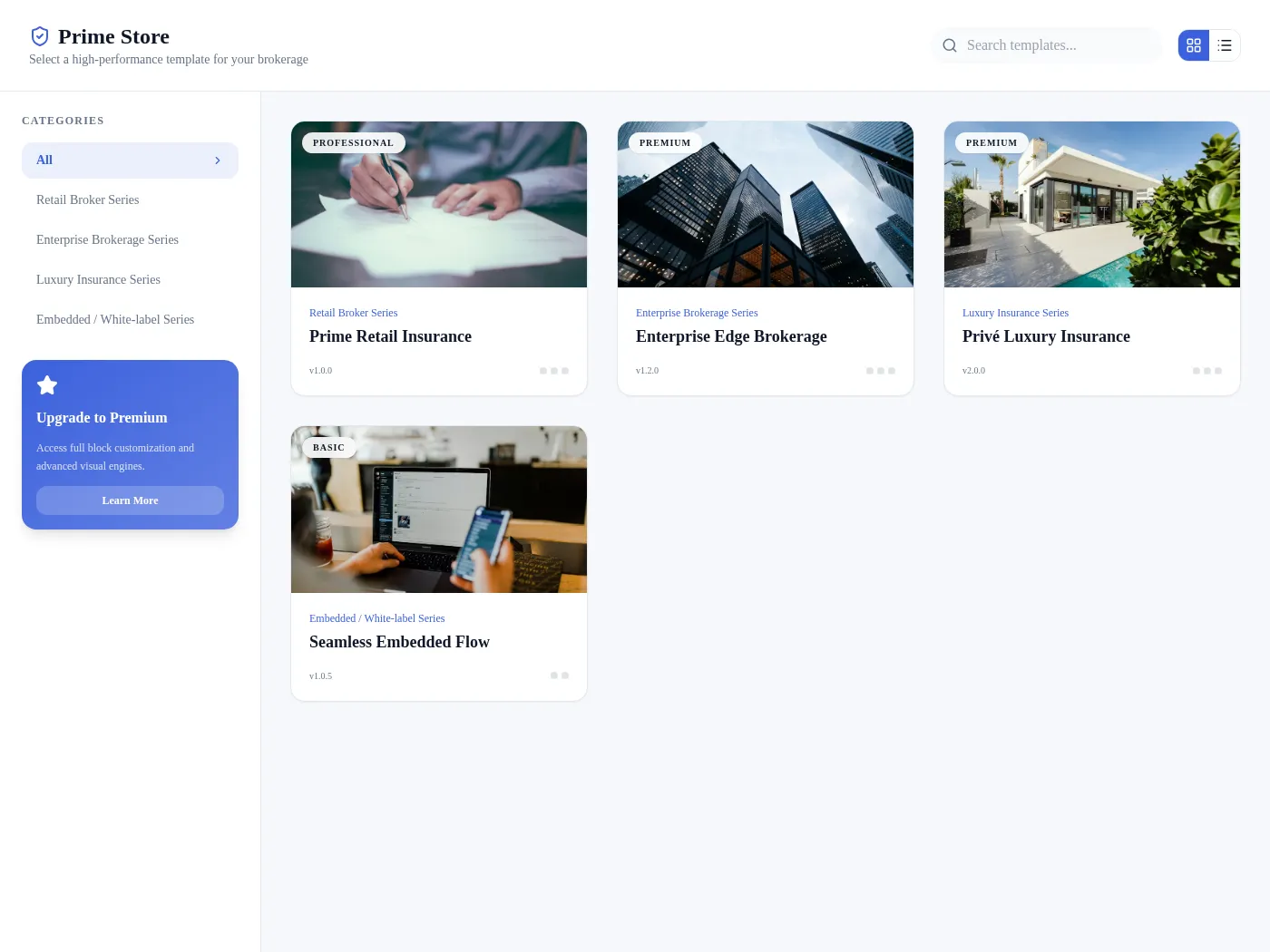 Prime Insurance Template Store