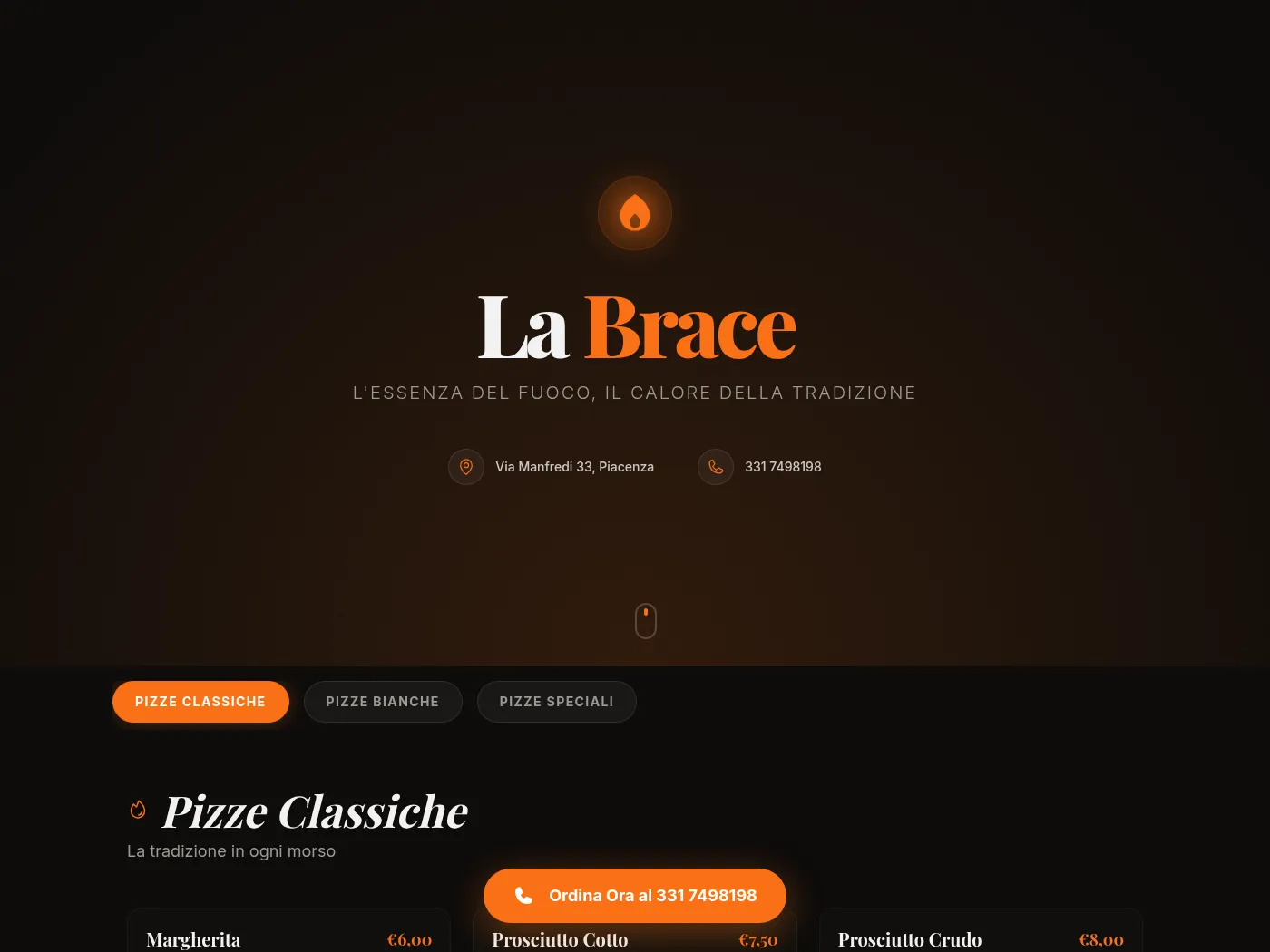 La Brace Interactive Menu