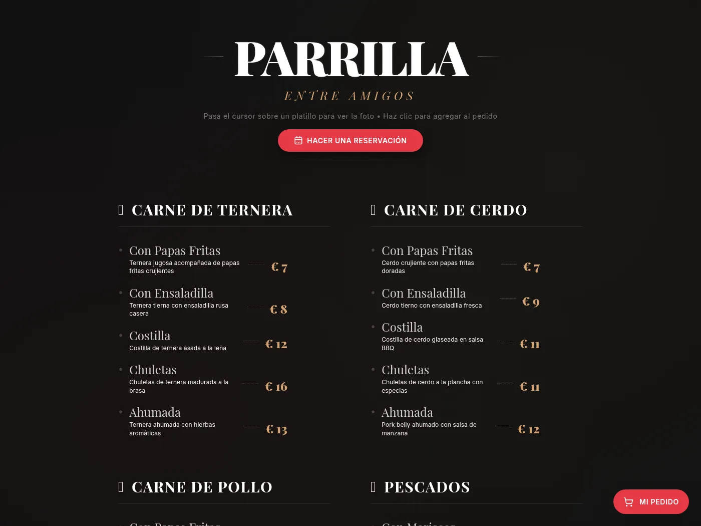 Interactive Menu Showcase