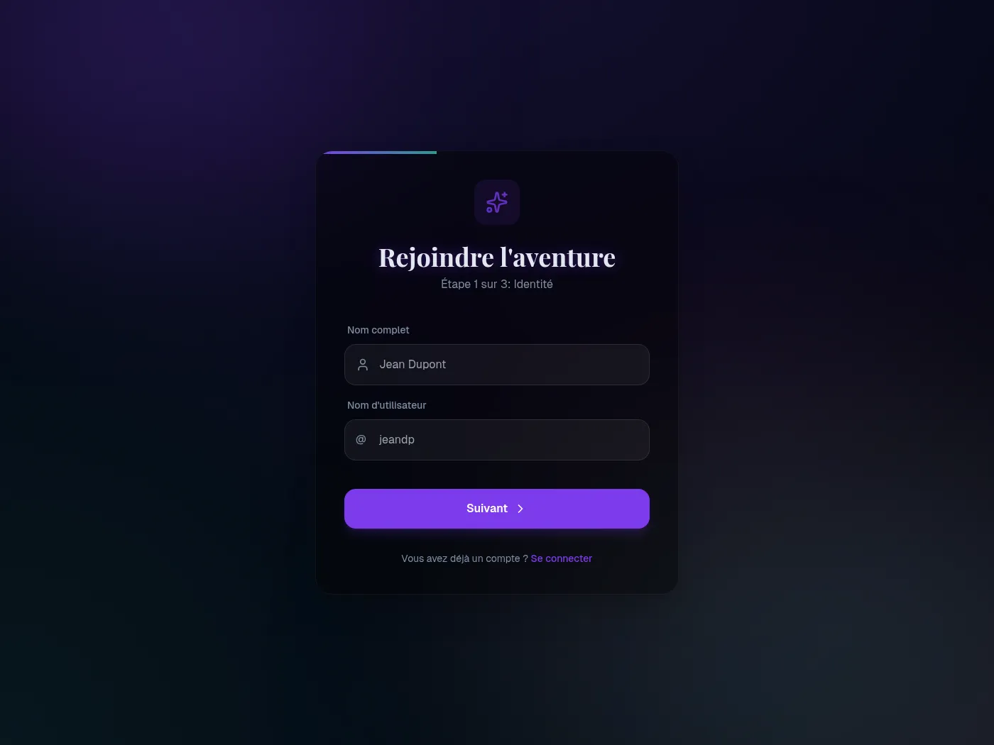 Interactive Signup Page