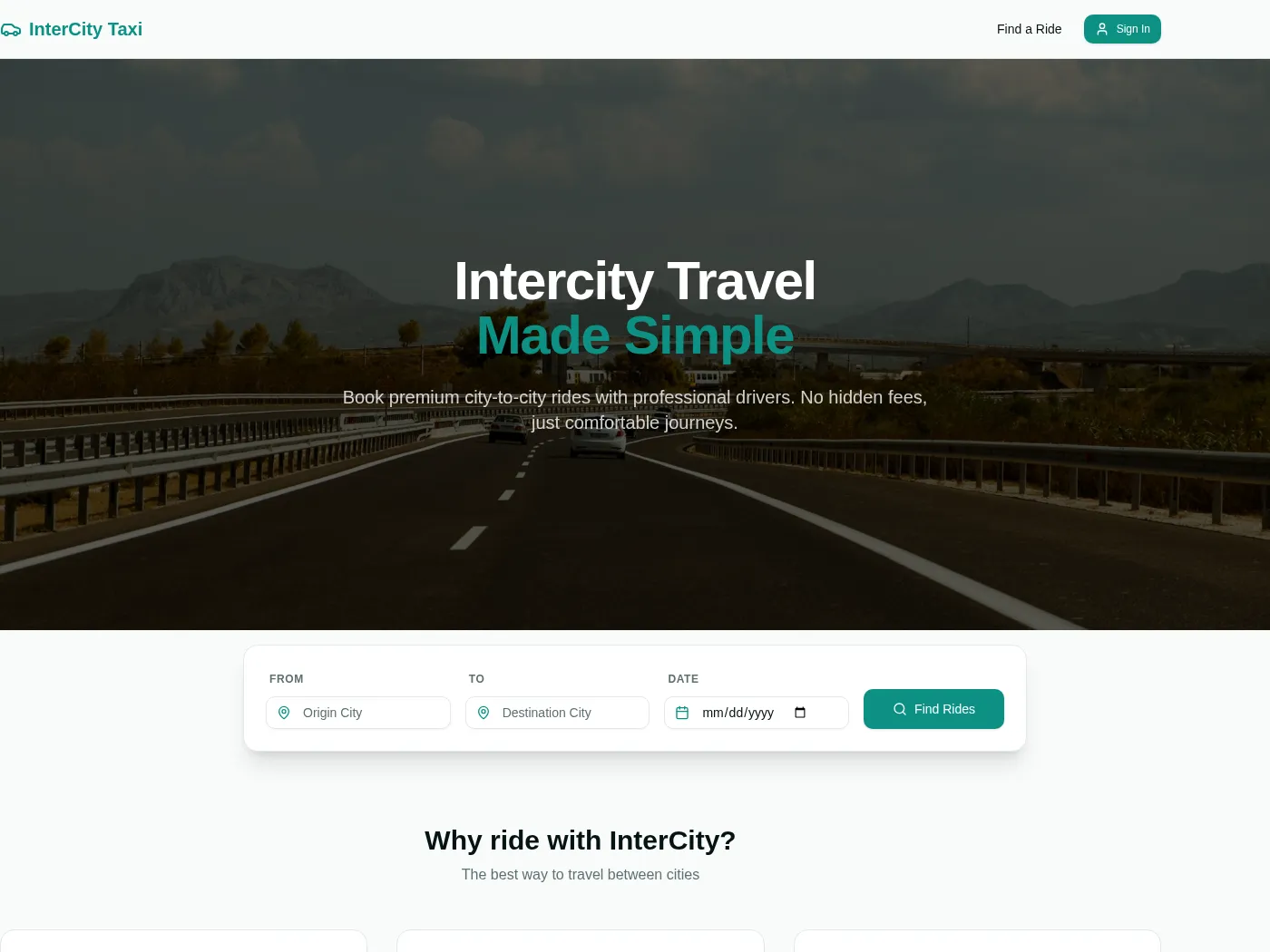 InterCity Taxi App